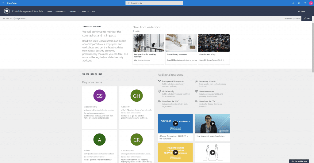 Casper365 ⋆ SharePoint Automation & Migration ⋆ Crisis Management Template